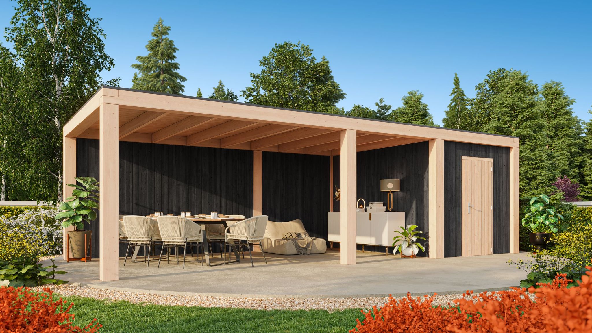 Kirk and Michaels Severus Nero tuinhuis met overkapping 900x300 cm kopen bij Azalp.be