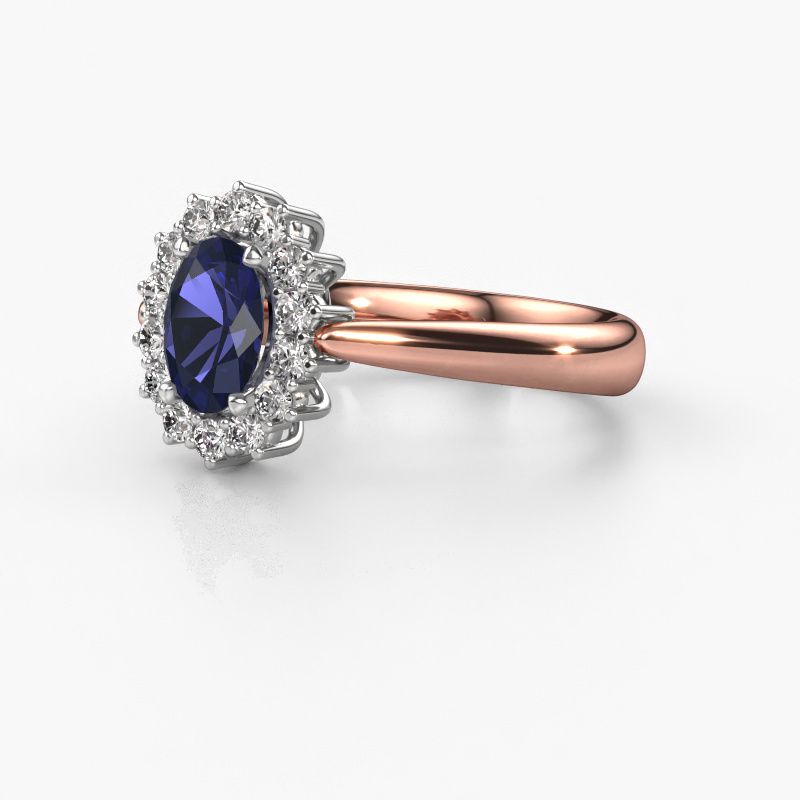 Rosé gouden Lady Diana ovale saffier 7x5 mm verlovingsring | Margien 1