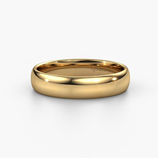 Bolle glimmende ±5 mm gouden heren trouwring WH0100M35AP