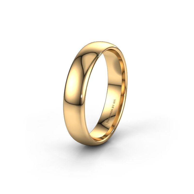 Bolle glimmende ±5 mm gouden heren trouwring WH0100M35AP