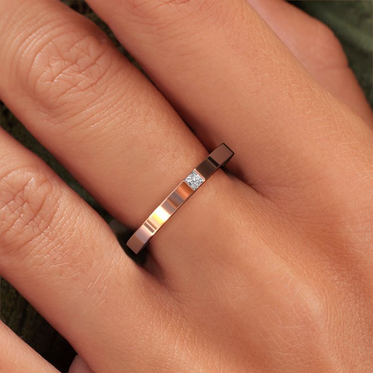Verlovingsring rechte rosé goud met diamant Arlena 1|spanzetting ...