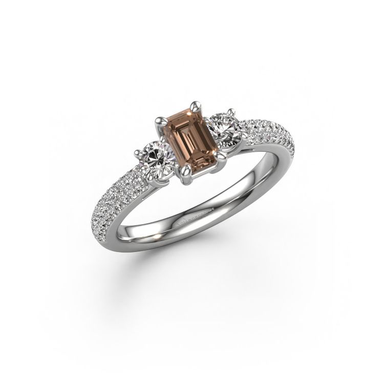 1.37 crt Brown diamonds platinum engagement ring Marielle EME|DiamondsByMe