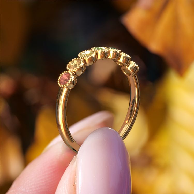 Alliance fantasie gouden ring met Rainbow saffier 1 Mariam half ...