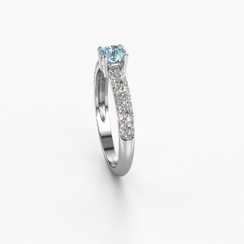 Pavé platina verlovingsring met blauwe lab grown diamant Marjan ...