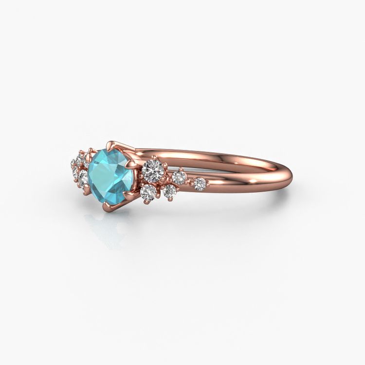 Zelf je rosé gouden Royce RND solitaire ring ontwerpen met 5 mm blauw ...