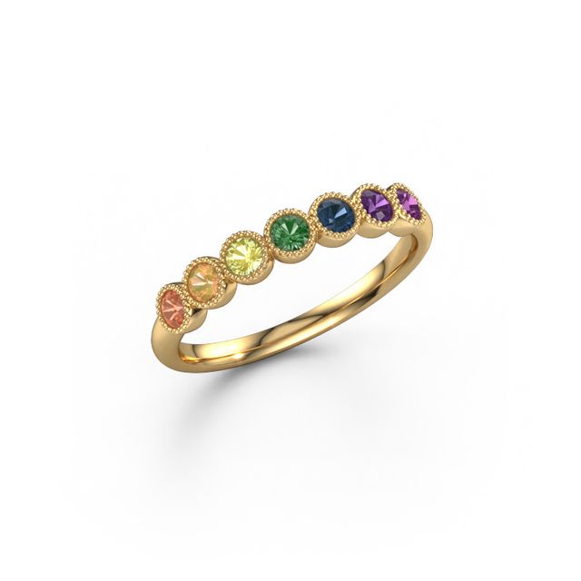 Alliance fantasie gouden ring met Rainbow saffier 1 Mariam half ...
