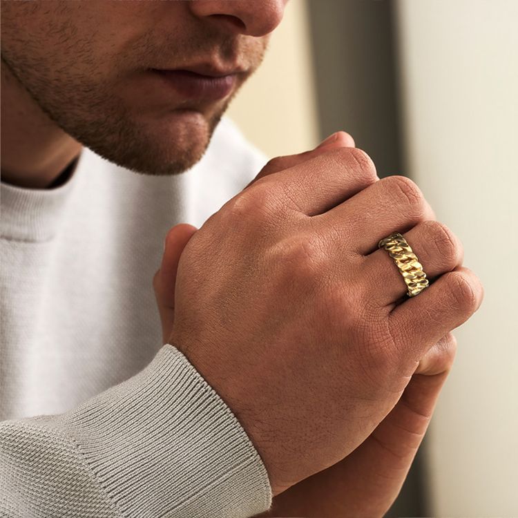 Trendy brede gouden stoer heren ring Redouan 1|-30%