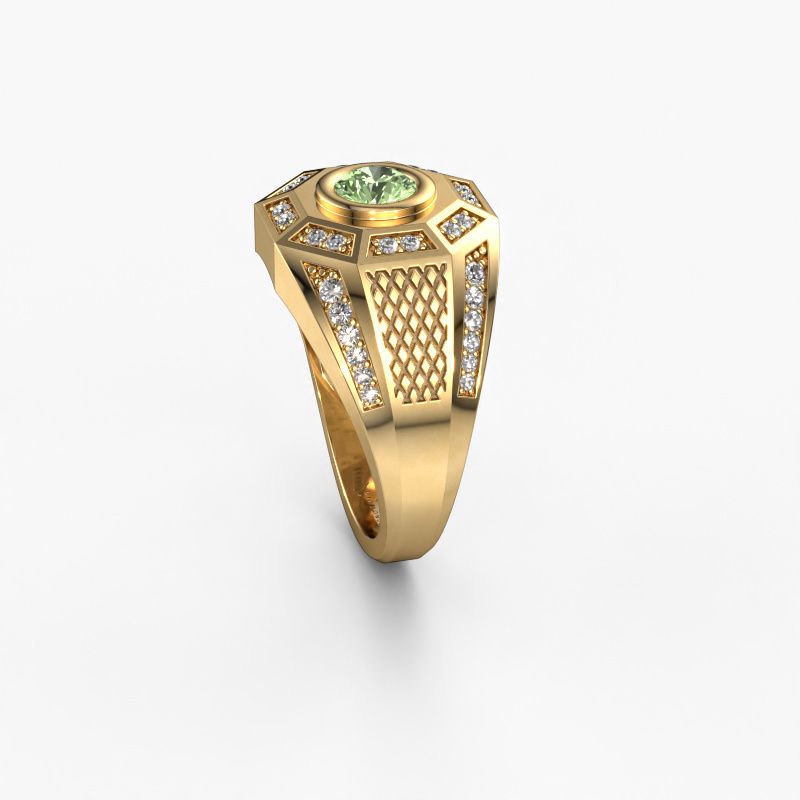 Groene lab grown diamanten 5 mm zware gouden bijzonder heren ring Enzo