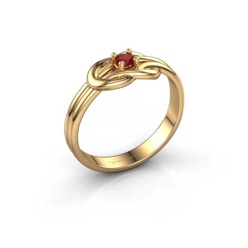 Knoop Keltisch ring goud met 3 mm robijn Marina| DiamondsByMe