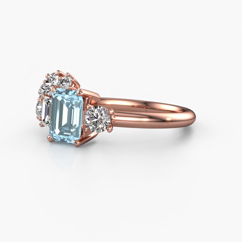 Fashionable trendy ring rosé goud met 7x5 mm blauwe lab grown diamant ...