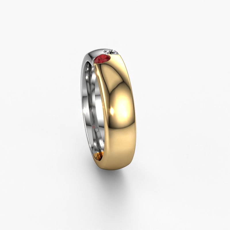 Twee kleuren gouden dames trouwring ±6 mm met robijn WH1003L26C