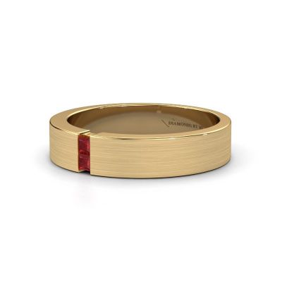 Exclusieve ±5 mm gouden trouwring voor heren WH2136M15E met robijn