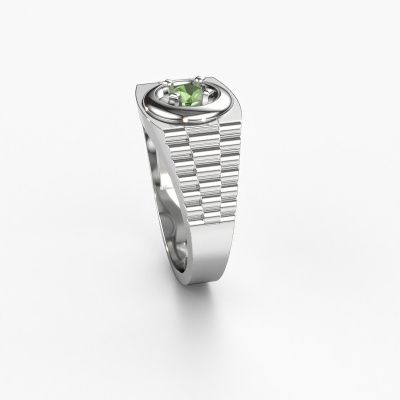 Solid platinum rolex style ring Edward with tourmaline green|-30%