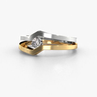 Design zelf jouw gouden strakke Elize ring met diamant |DiamondsByMe