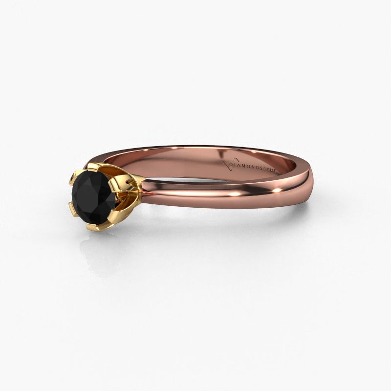 Julia fijne solitaire verlovingsring rosé goud |zwarte diamant 0.30 crt ...