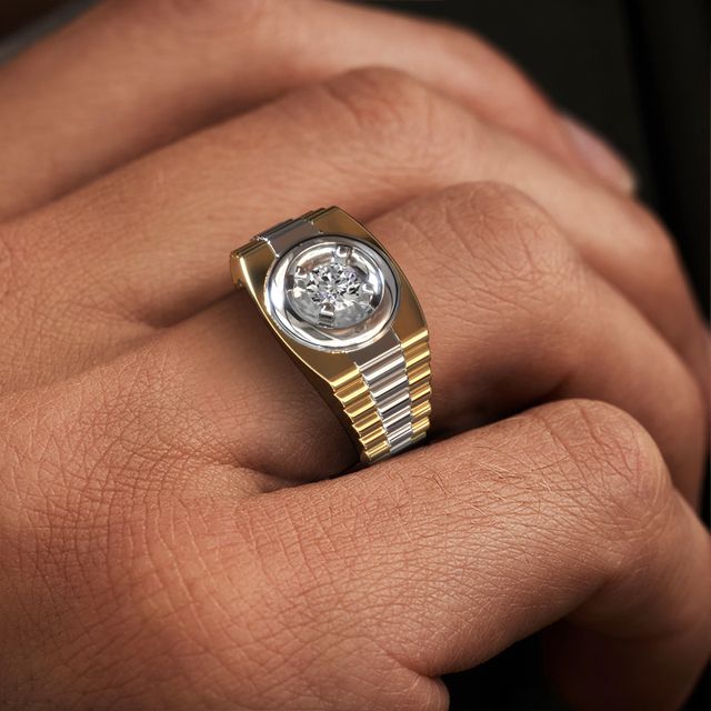 Solid gold rolex style ring Edward with custom diamond|-30%