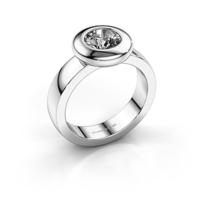 Design zelf jouw witgouden fashionable Iris ring met diamant |DiamondsByMe