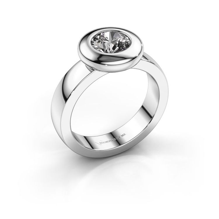 Design zelf jouw witgouden fashionable Iris ring met diamant |DiamondsByMe