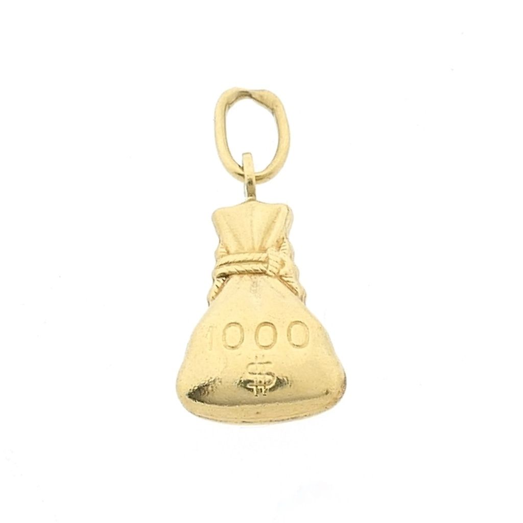 Gouden hanger van een geldzakje | Juweelwinkel.nl