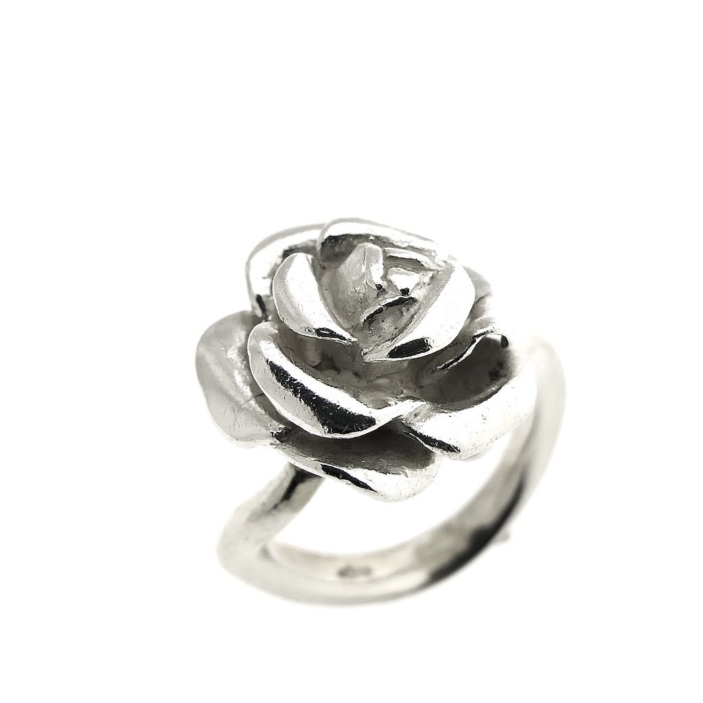 Zilveren ring met roos | Uniek pre-owned | Juweelwinkel.nl