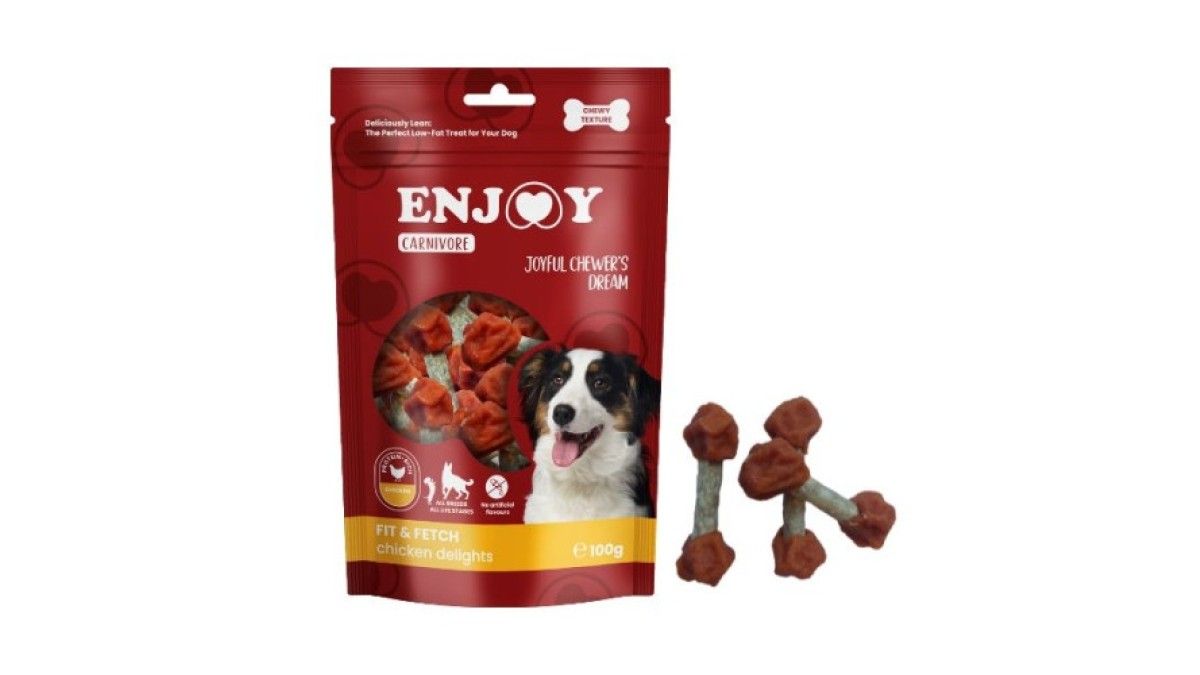 Recompense pentru caini Enjoy Carnivore Fit Fetch Delights cu pui, 100 ...