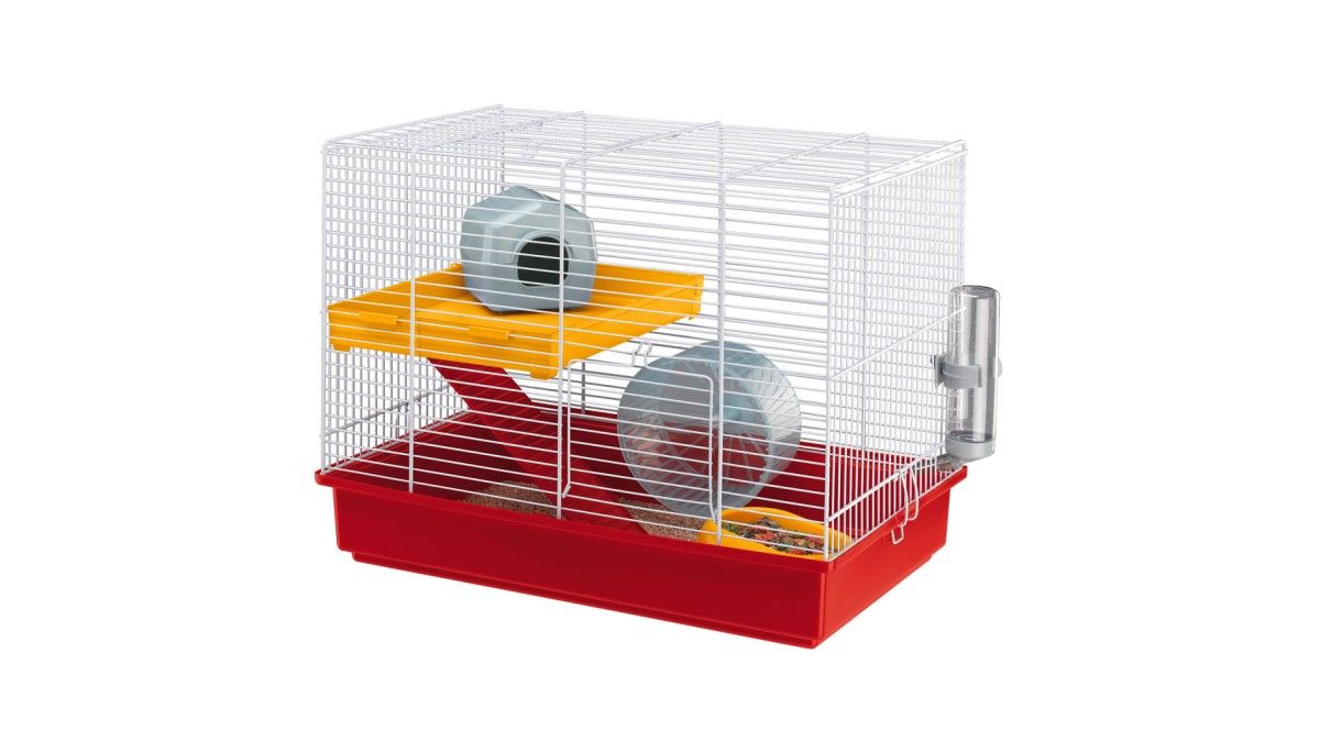 Cusca Hamster Duo Rosu / Alb, 1 etaj, 46 x 29 x 37 cm: 229,59 lei ...