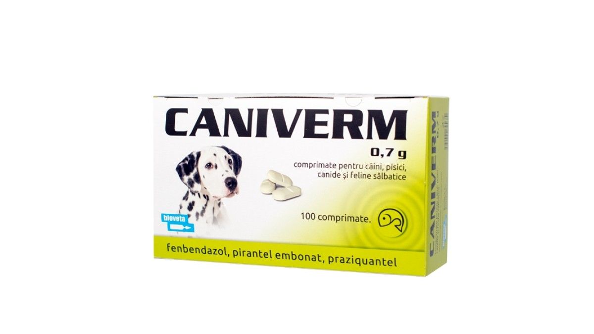 Caniverm palatabil, 0.7 g/ 100 tablete: 298,48 lei - PetMart PetShop