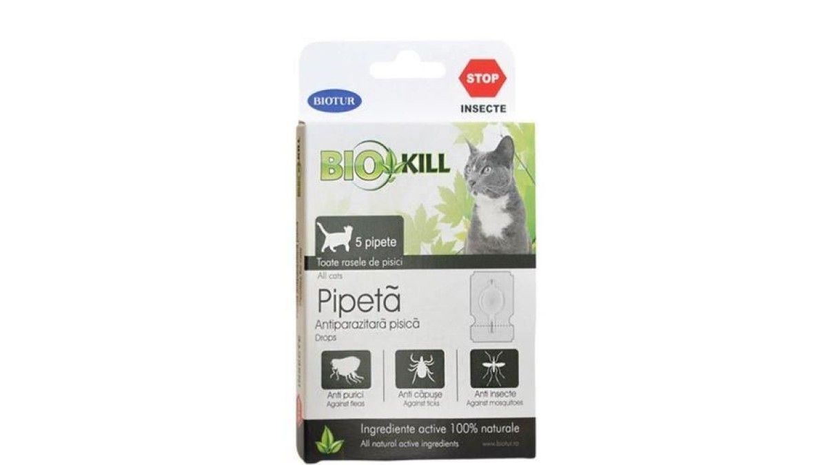 BIOKILL - PIPETA ANTIPARAZITARA PISICA - 5 PIP/CUT/246225: 16,63 lei ...