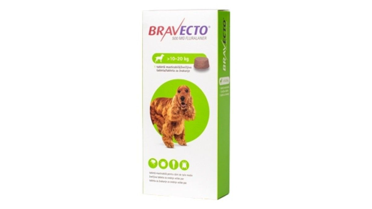 Bravecto Dog 500 mg, (10-20 kg), 1 tableta: 111,40 lei - PetMart PetShop