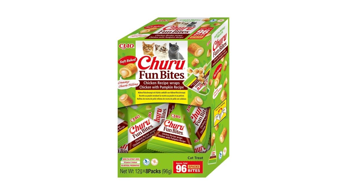 Churu Cat Fun Bites, Recompense Pisici, Pui & Dovleac, 12 g x 8 buc (96 ...