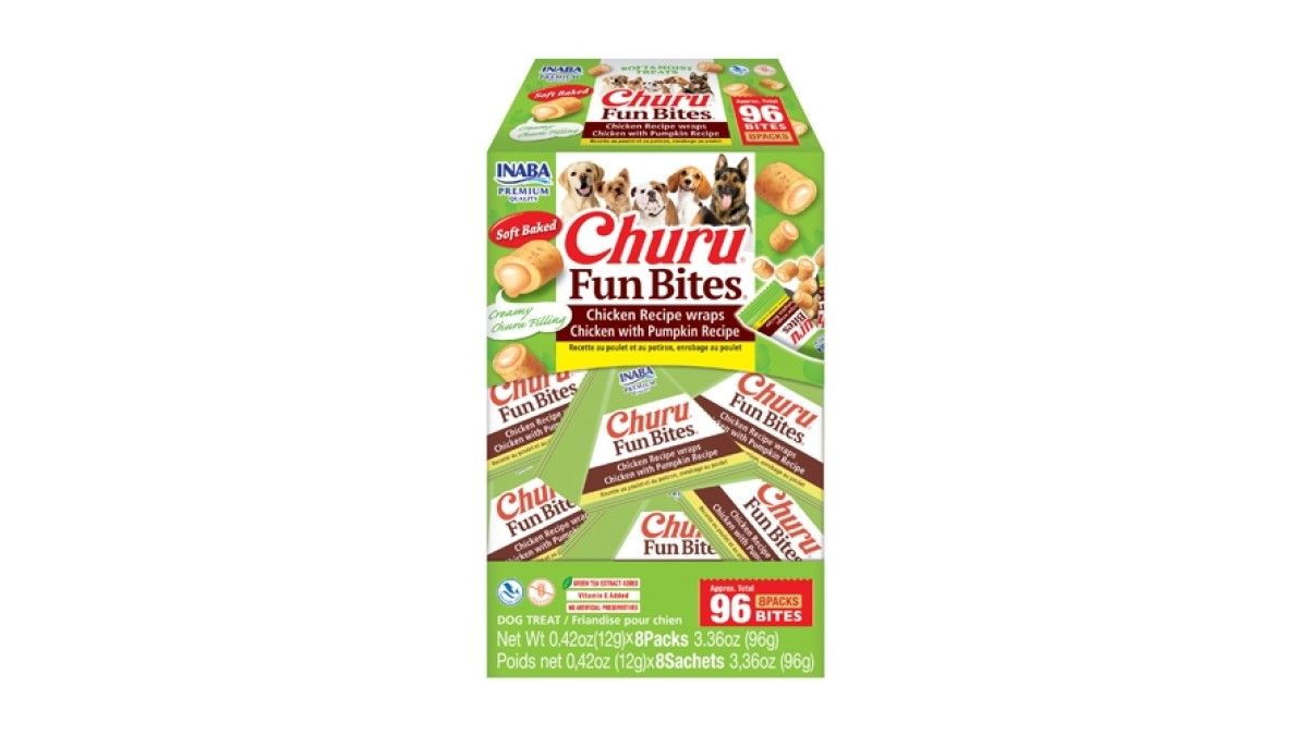 Churu Dog Fun Bites, Recompense Caini, Pui & Dovleac, 12 g x 8 buc (96 ...