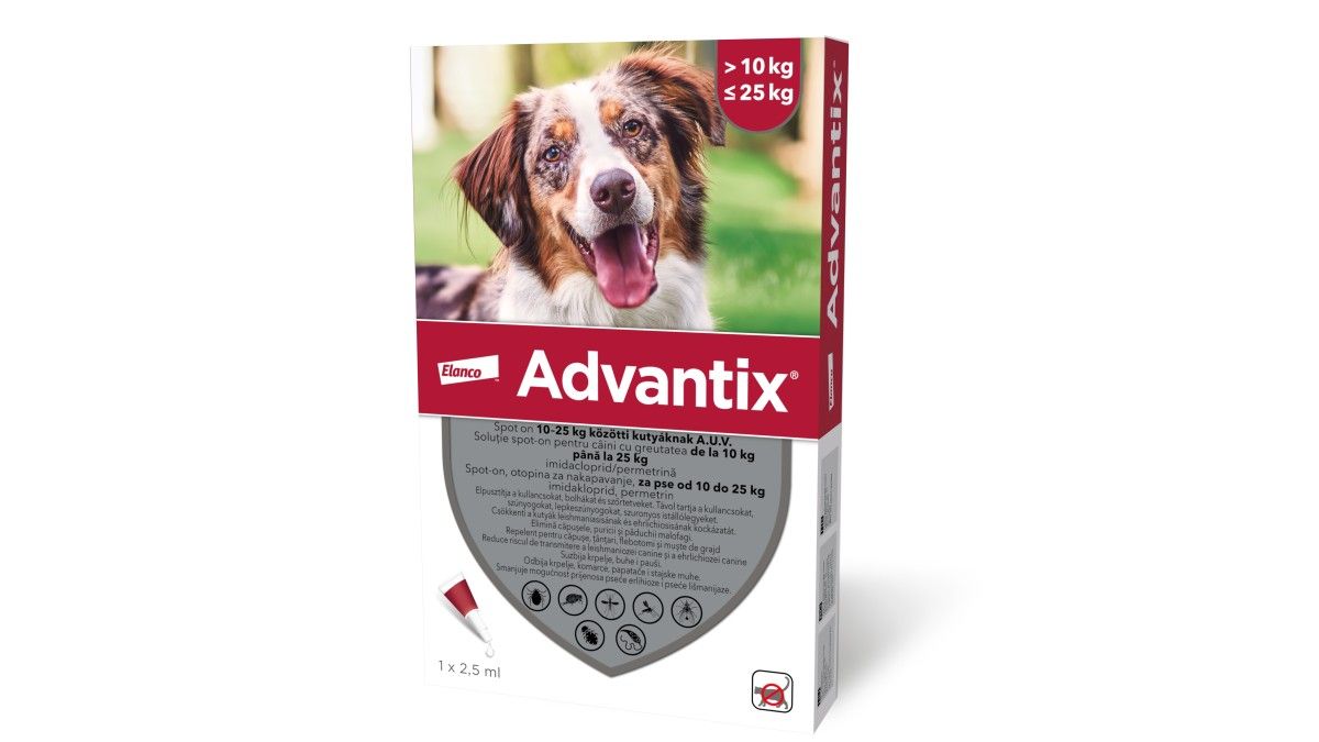 Advantix 250 Caini (10 - 25 kg), 1 pipeta: 46,70 lei - PetMart PetShop