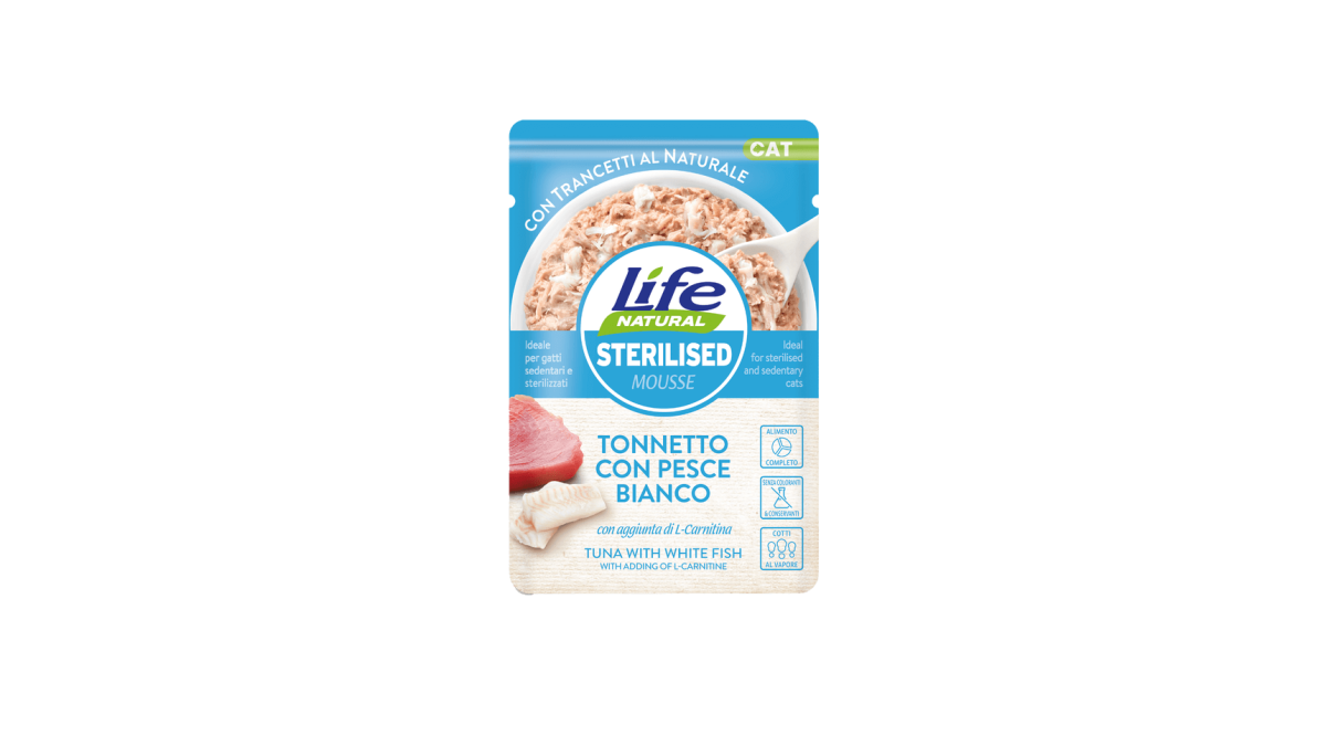 Hrana Umeda Pisici, Life Natural Sterilizat Mousse Ton si Peste Alb, 70 ...