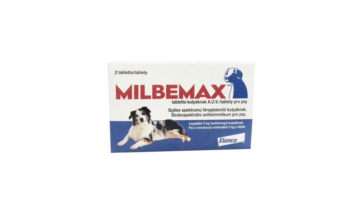 Milbemax Dog 12.5 / 125 mg (5 - 25 kg), 2 tablete: 75,00 lei - PetMart PetShop