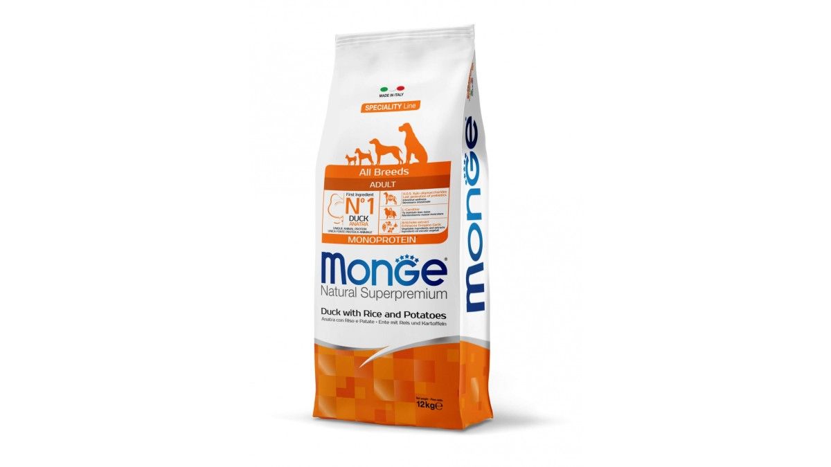 Monge Natural Superpremium Monoprotein Adult All Breeds, Rata si Orez ...