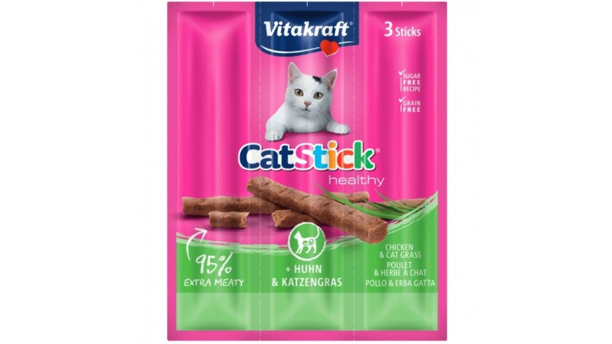 Recompense Pisici Vitakraft CatStick Pui si Iarba Pisicii, 3 x 18 g: 5 ...