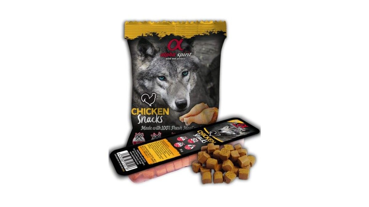 Snack pentru câine Alpha Spirit, cu pui, 50 g: 4,88 lei - PetMart PetShop