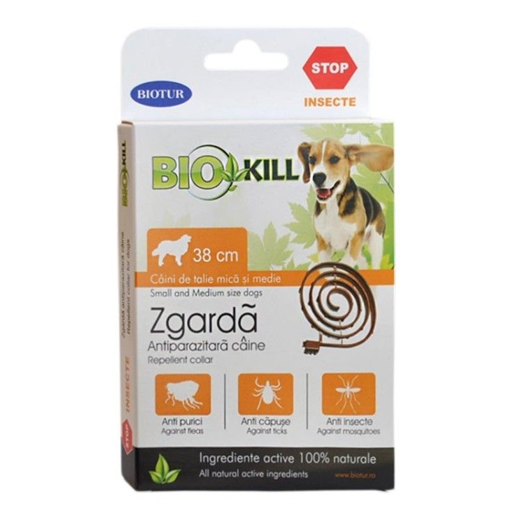 BIOKILL - ZGARDA ANTIPARAZITARA CAINE 38CM: 11,66 lei - PetMart PetShop