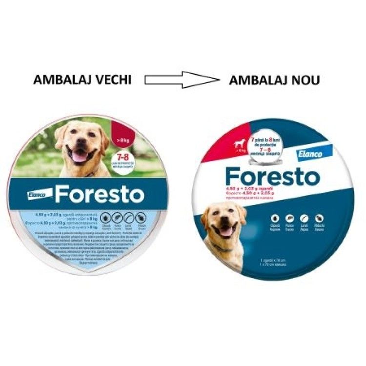 Foresto Zgarda Antiparazitara L (peste 8 kg) pentru caini: 168,33 lei ...