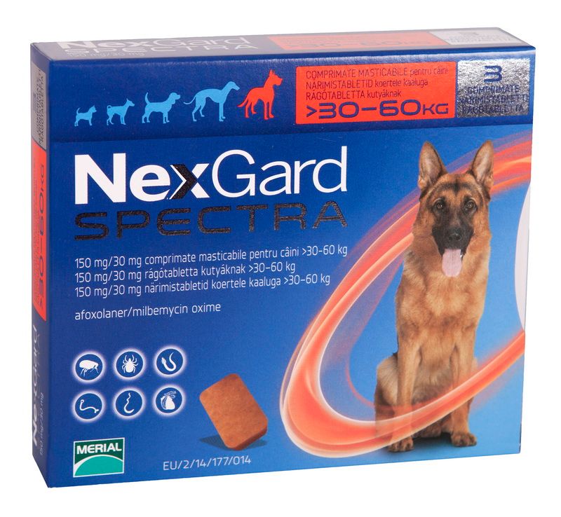 NexGard Spectra XL (30 - 60 kg), 3 comprimate: 217,28 lei - PetMart PetShop