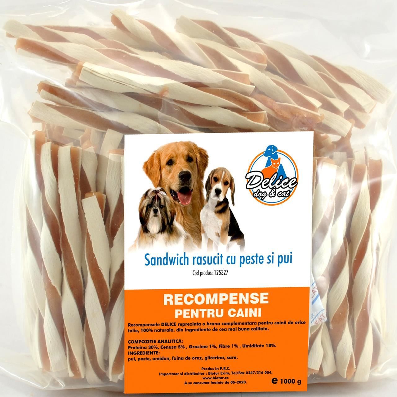 RECOMPENSE PENTRU CAINI DELICE SANDWICH RASUCIT CU PESTE SI PUI SET 1 ...