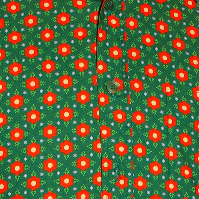 Chenaski | overhemd Seventies Flower groen met oranje bloemetjes kopen ...